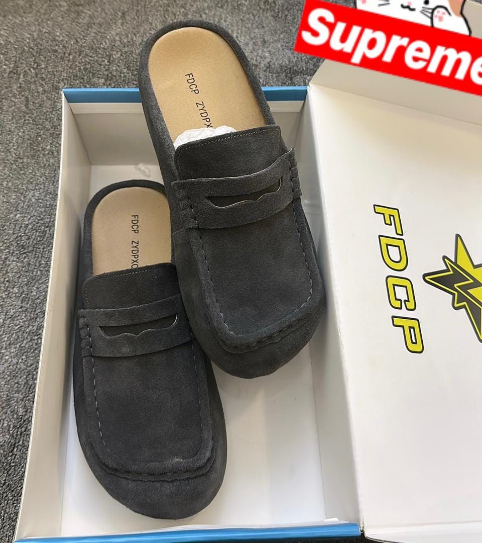 FDCP Gray Suede Mules - Beeval